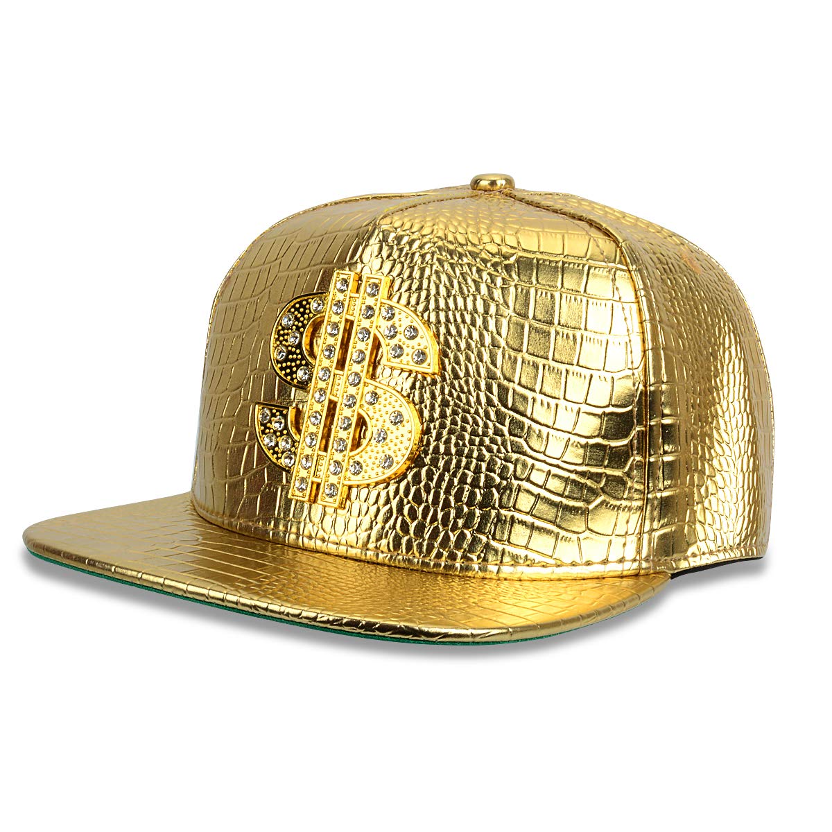 FuZhiBang NYU14 The New Crocodile Baseball caps Alloy Dollar Flat-Brimmed hat Hip-hop hat (Gold)