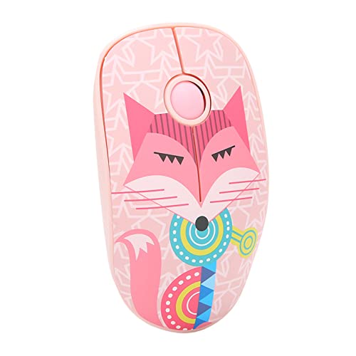 GOWENIC 2.4G Wireless Mouse, Cute Cartoon Pink Fox Pattern Mouse, Laptop Silent Wireless Gaming Mouse Three Intelligent Sleep Modes Mice, for Laptop, Notebook