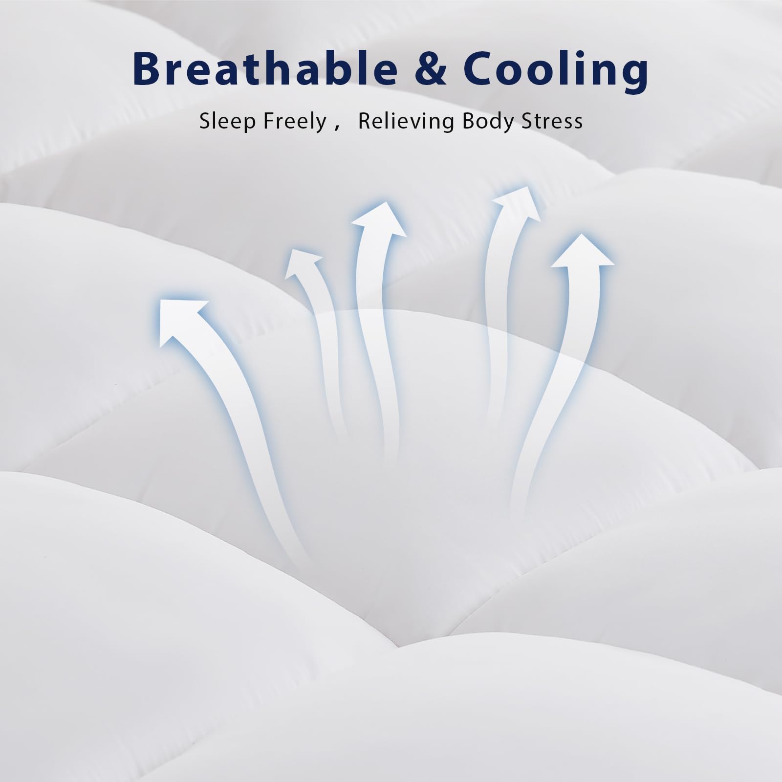L'AGRATY Mattress Topper Full - Cooling Pillow Top Mattress Topper Full Size Extra Thick Plush Bed Topper Down Alternative Overfilled Soft Mattress Pad for Back Pain