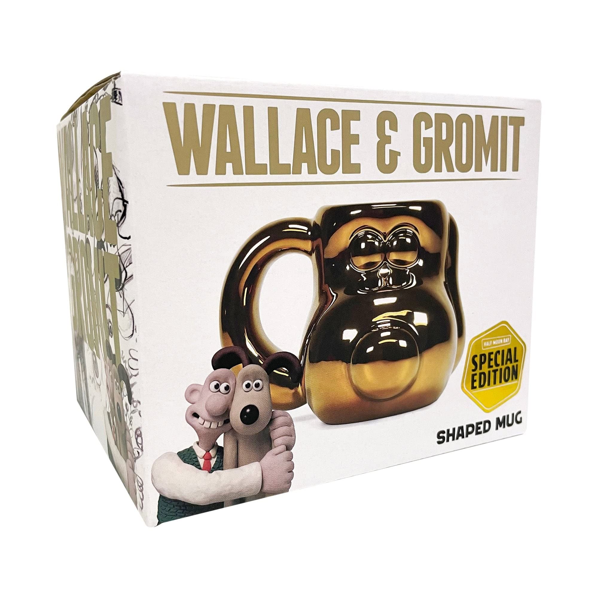 Half Moon Bay Aardman - Shaped Mugs - Wallace & Gromit Special Edition Shaped Mug - Gold Gromit