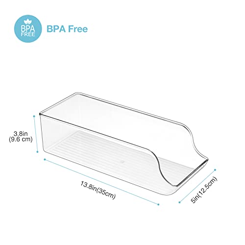 Puricon 2 Pack Can Drink Dispenser Organizer for Refrigerator, Clear Plastic Soda Pop Can Holder Container Storage Bin for Fridge Freezer Pantry Cabinet Kitchen -for Standard Can