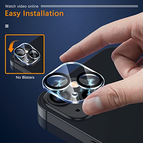 UniqueMe [3 Pack for iPhone 14 / iPhone 14 Plus Camera Lens Protector, [Not for iPhone 14 Pro/iPhone 14 Pro Max] Tempered Glass [Case Friendly][Scratch-Resistant][Night Shooting Mode]-Black
