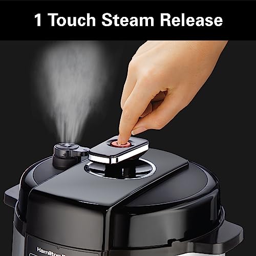 Hamilton Beach 6 Qt Pressure Cooker with Unique Steam Release Button True Slow Cook Technology, Rice, Sauté, Egg and More, 10 Preset Programs (34502), Stainless Steel