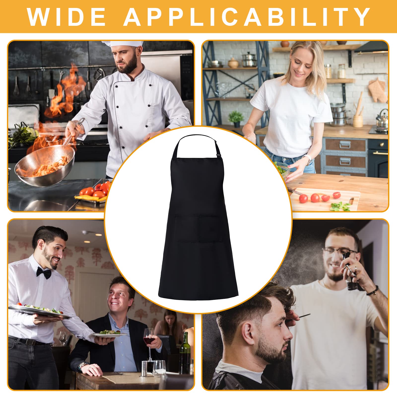 Honmein Apron,2 PCS Waterproof Kitchen Aprons for Women and Men with Pockets, Adjustable Apron for Chef and Server.