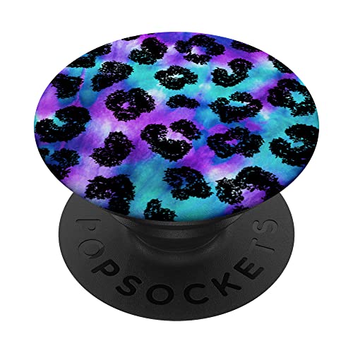 Purple Turquoise Leopard Tie Dye Print PopSockets Swappable PopGrip