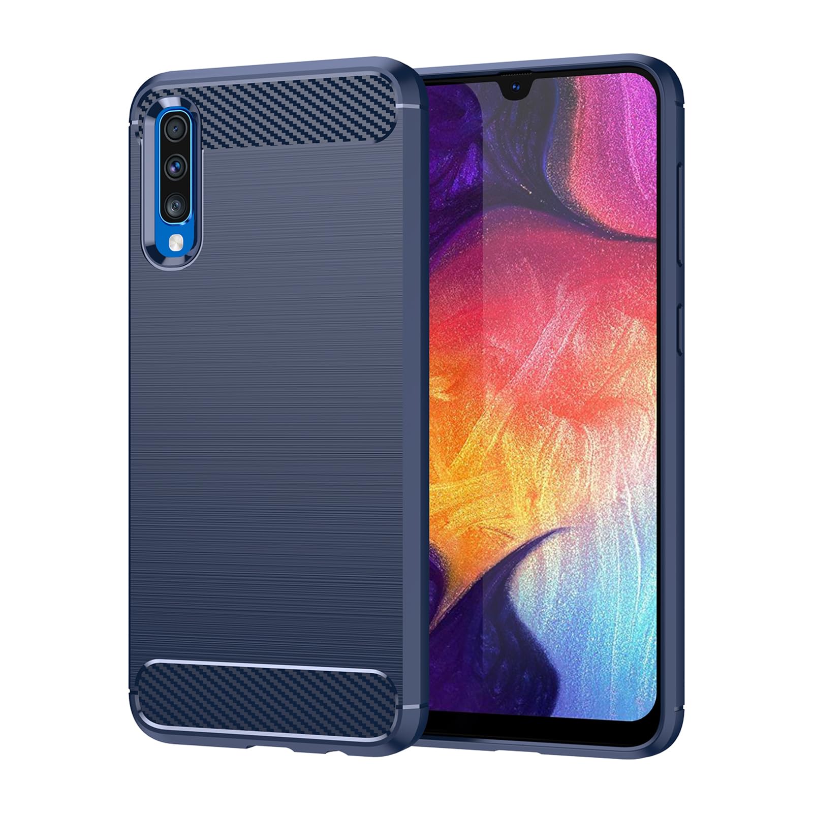 EUAGVQY for Samsung A50 Galaxy A50 Galaxy A50S Case Carbon Fiber Soft TPU Anti-Slip Durable Lightweight Protective Phone Cover for Samsung Galaxy A50ďźBlueďź
