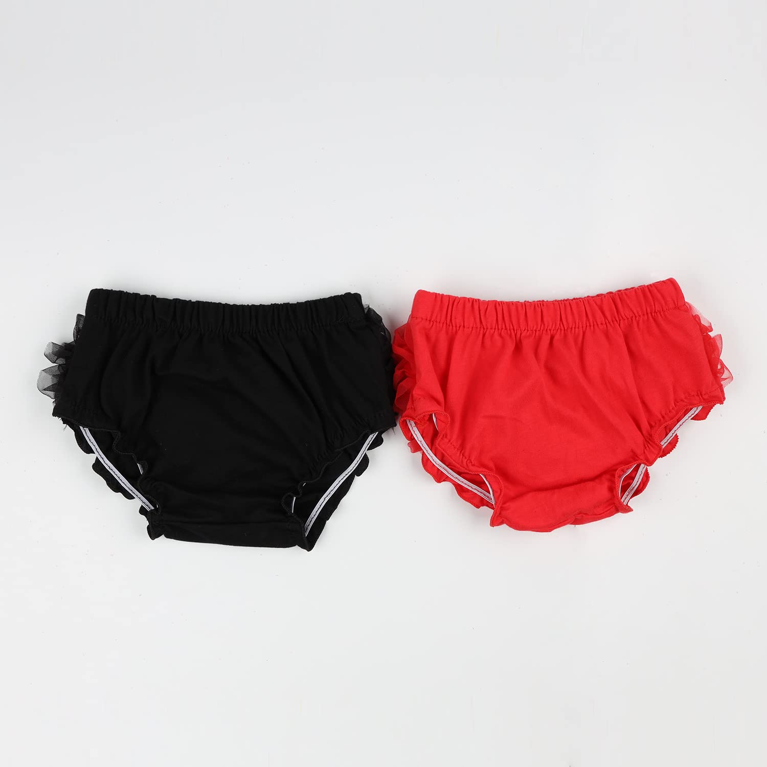 HOOLCHEAN Baby Infant Girls 2PCS Set Tulle Ruffle Bloomer (Red & Black, S: 0-6 Months)