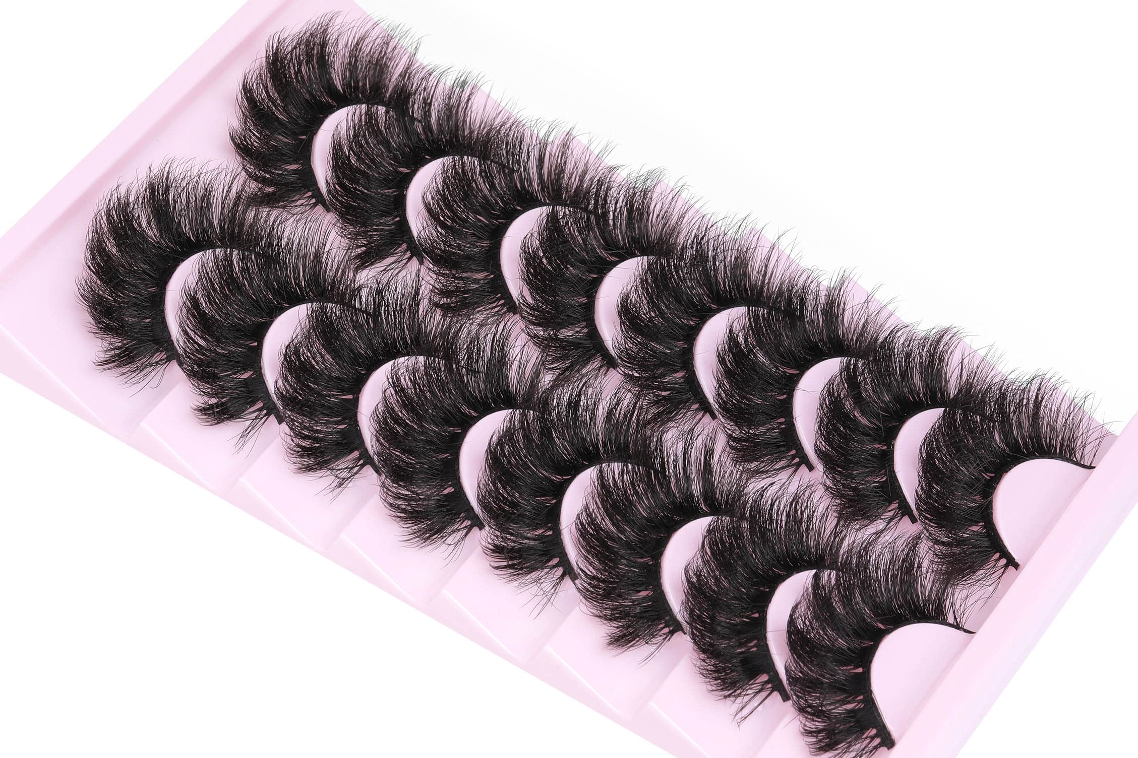 False Eyelashes Thick 20MM Lashes Mink Fluffy Volume 3D Fake Eyelashes Dramatic Full Long Faux Mink Eye Lashes Pack 8 Pairs Big Curly False Lash ALICROWN