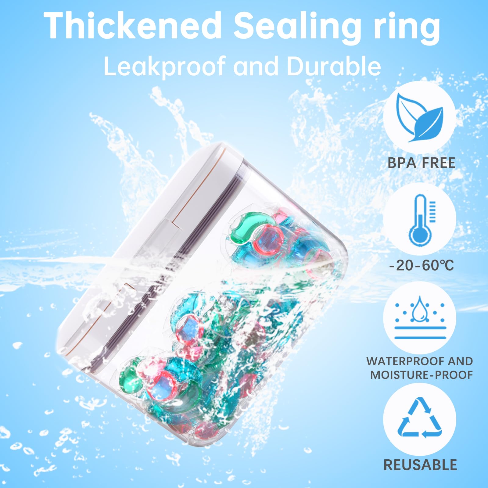 GLHFSONG 95oz Laundry Pod Container with One-Press Lid, Laundry Powder Container for Laundry Room Organization/Decor, Laundry Detergent Dispenser, Dishwasher Pods Container