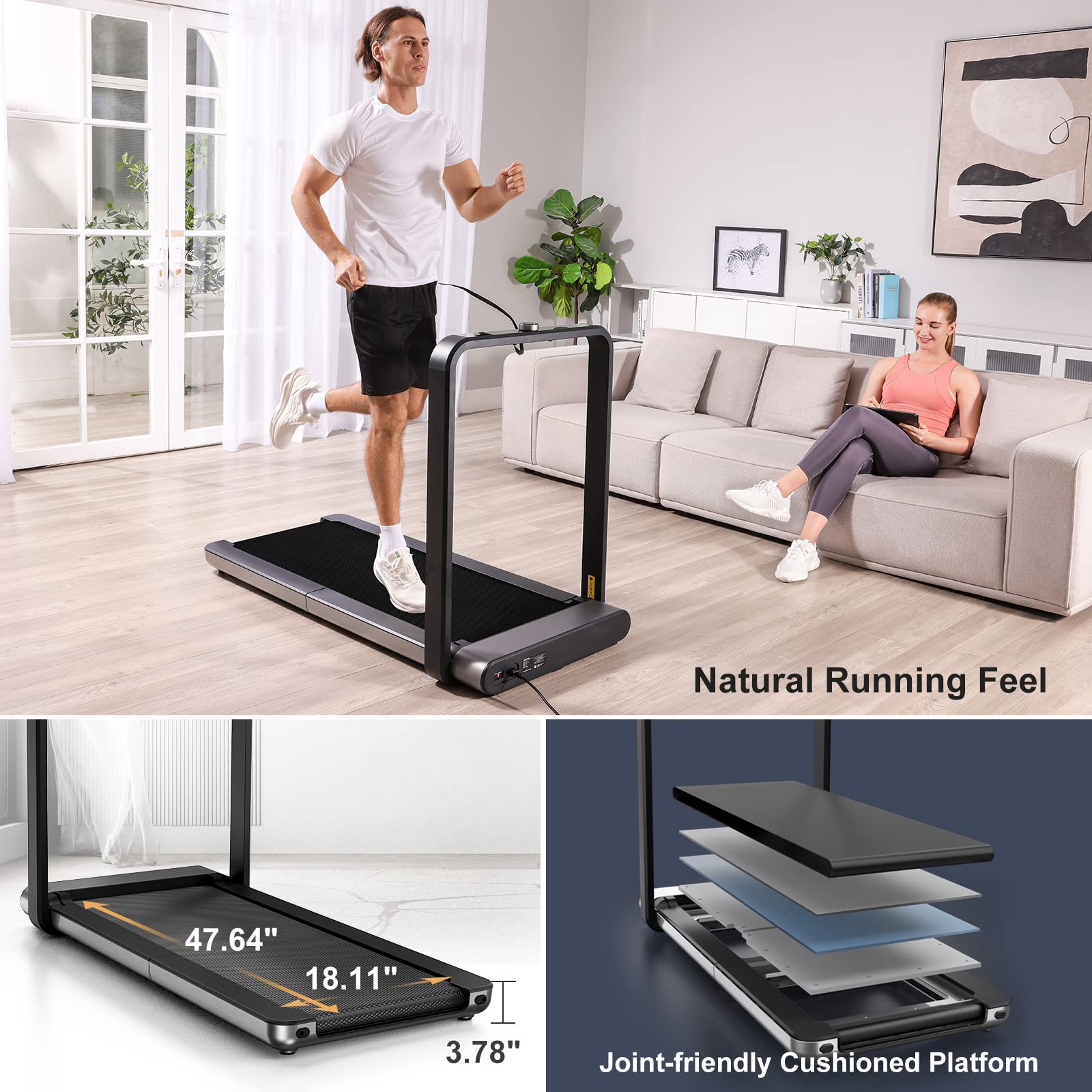 KingSmith WalkingPad X21 Folding Treadmill Double Fold and Stow 7.5 MPH Running Machine Foldable Treadmill Walking Pad for Home and Office Black