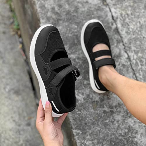 FASDNENDYS Ladies Shoes Hook Loop Mesh Lightweight Breathable Casual Shoes Running Shoes Sport Womens Air 1 Low Sneaker Black