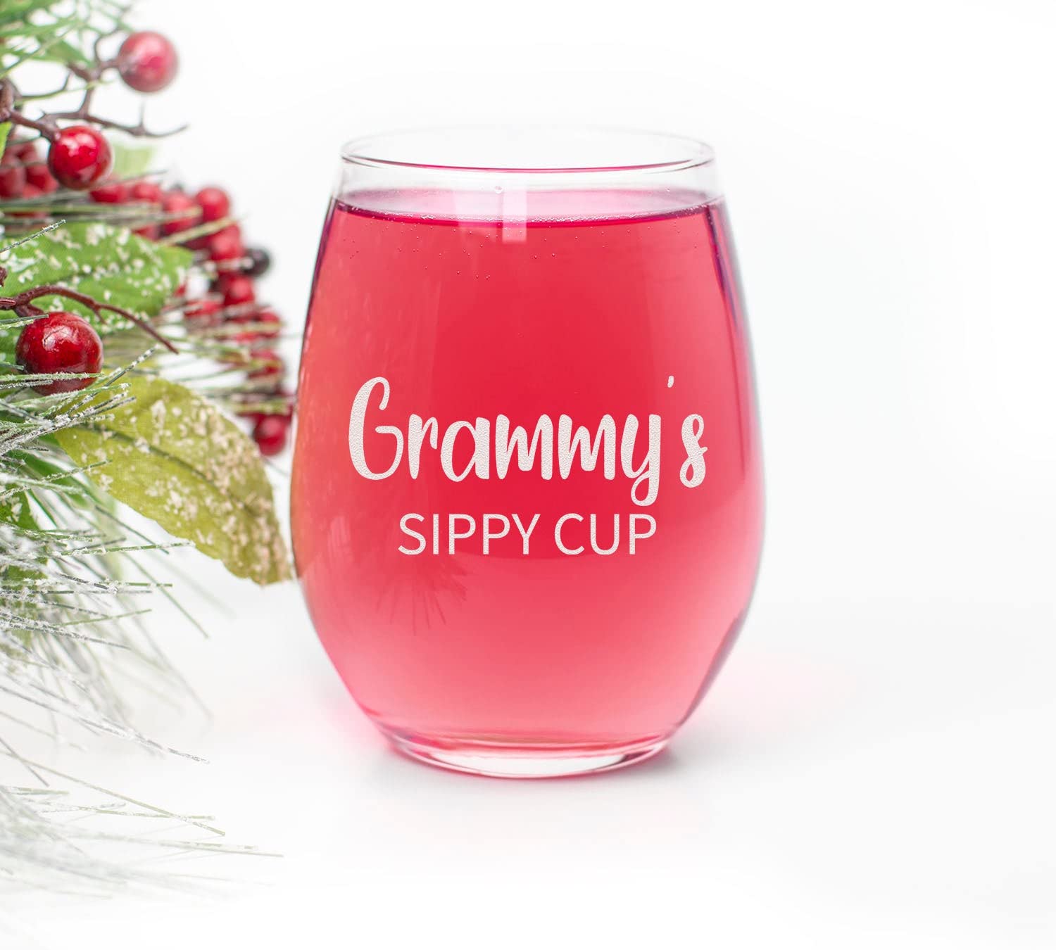 HTDesigns Grammy's Sippy Cup Stemless Wine Glass - Mother's Day Gift Grammy Wine Gift - First Time Grammy New Grammy Gift - Grammy Wine Glass