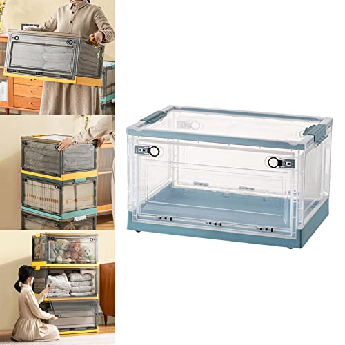 Multipurpose Storage Box Storage Organizer with Lids Folding Storage Bucket Dirty Clothes Case for Ties Socks Towel Toys Organization, Light Blue
