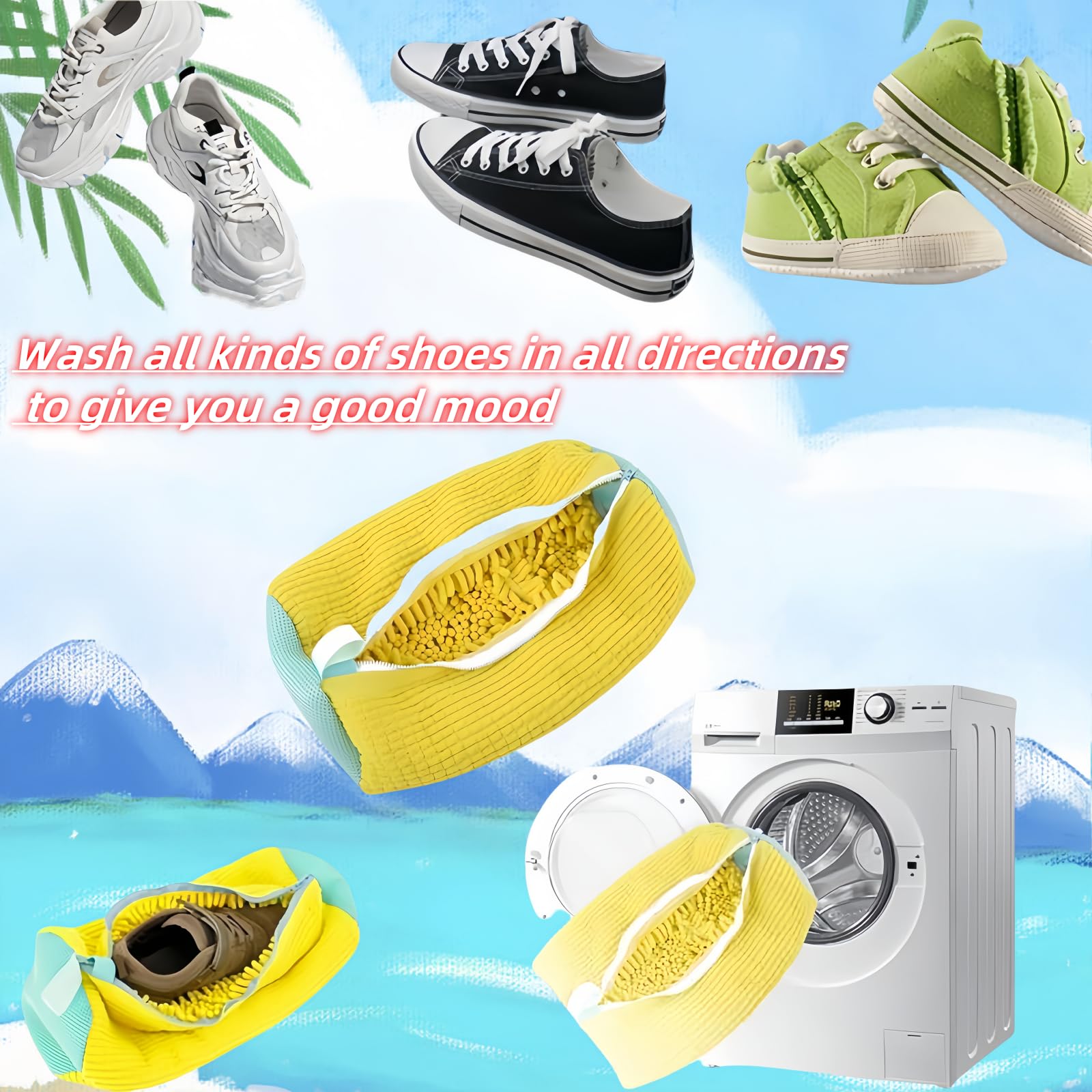 Laundry Shoe Bag,Shoe Cleaning Bag,Unbloo Shoe Bag For Washing,Laundry Shoe Bag For Washer And Dryer,Shoe Bag For Washing Machine,Shoe Laundry Bag,Shoe Washing Machine Bag(2 Yellows)