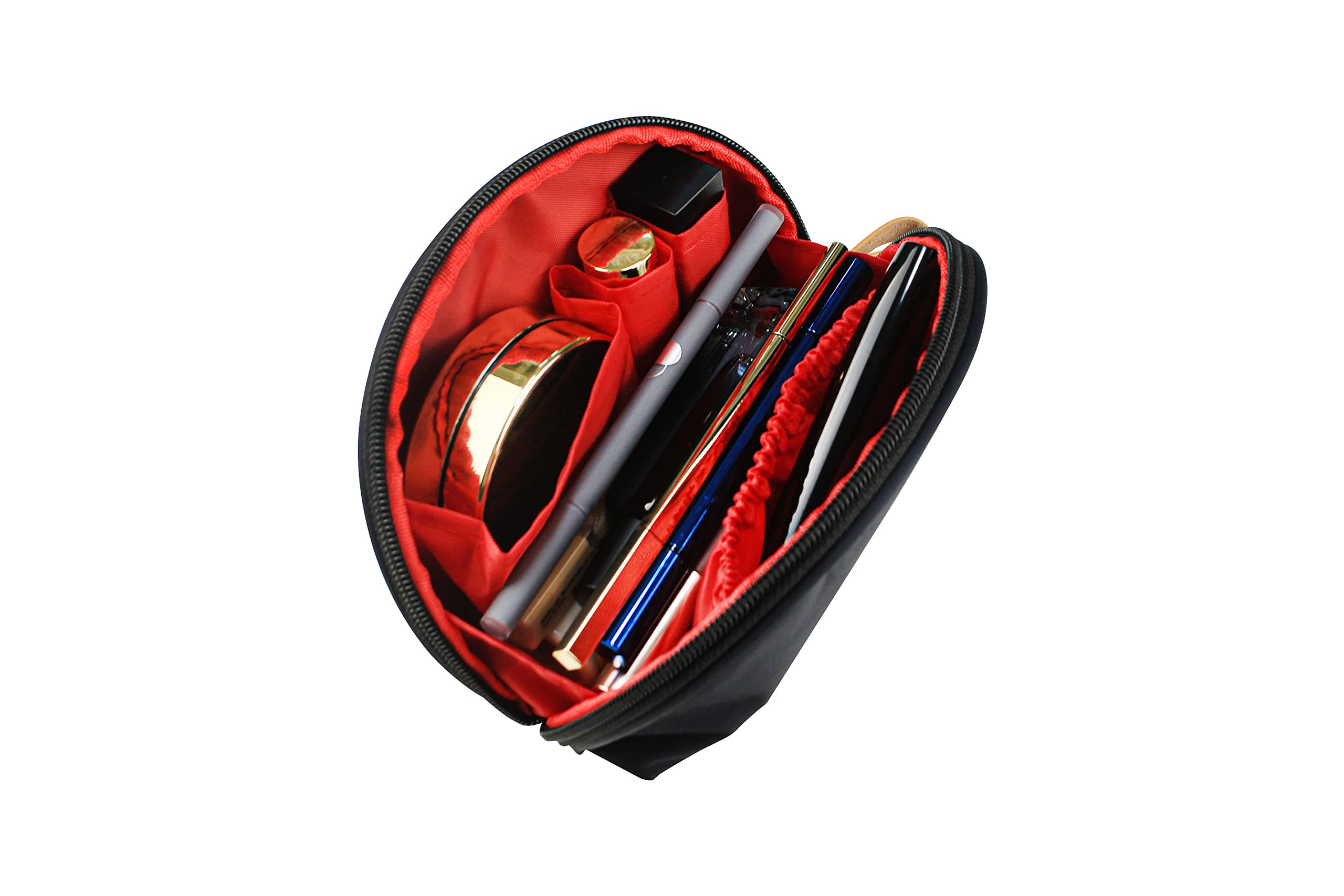 Kososuru Small Makeup Bag for Purse Portable Waterproof Cosmetic Bag Travel Makeup Pouch for Women (Nylon, Inner red)