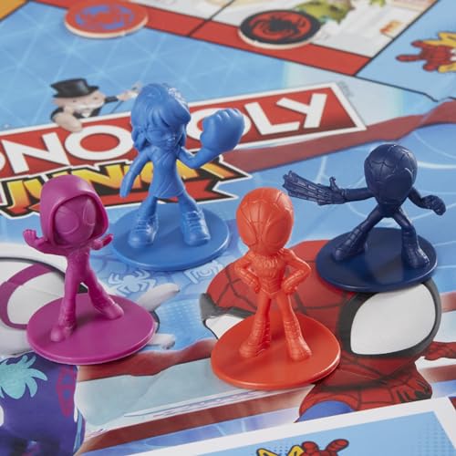 Hasbro Gaming Monopoly Junior: Marvel Spidey and His Amazing Friends Edition Board Game for Kids Ages 5+,with Artwork from The Animated Series,Kids Board Games