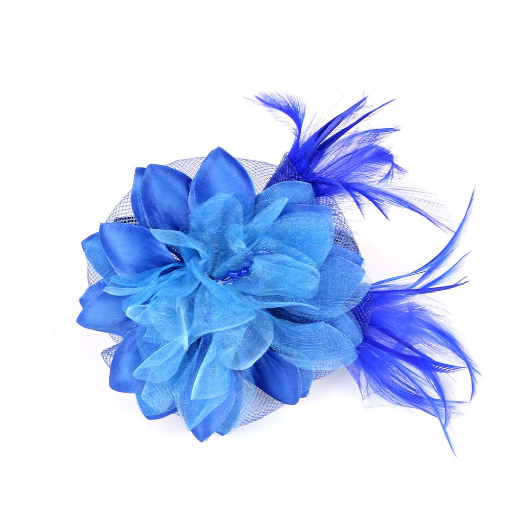 Fascinators Wedding Ball Hat for Headband Flower Cocktail Womens Headband Working Accessories (Blue, One Size), 1.0 Count