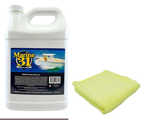 Marine 31 Mildew Stain Remover & Cleaner - Marine & Boat, Home & Patio, Bathroom & Shower Cleaner, 128oz Gallon with Towel