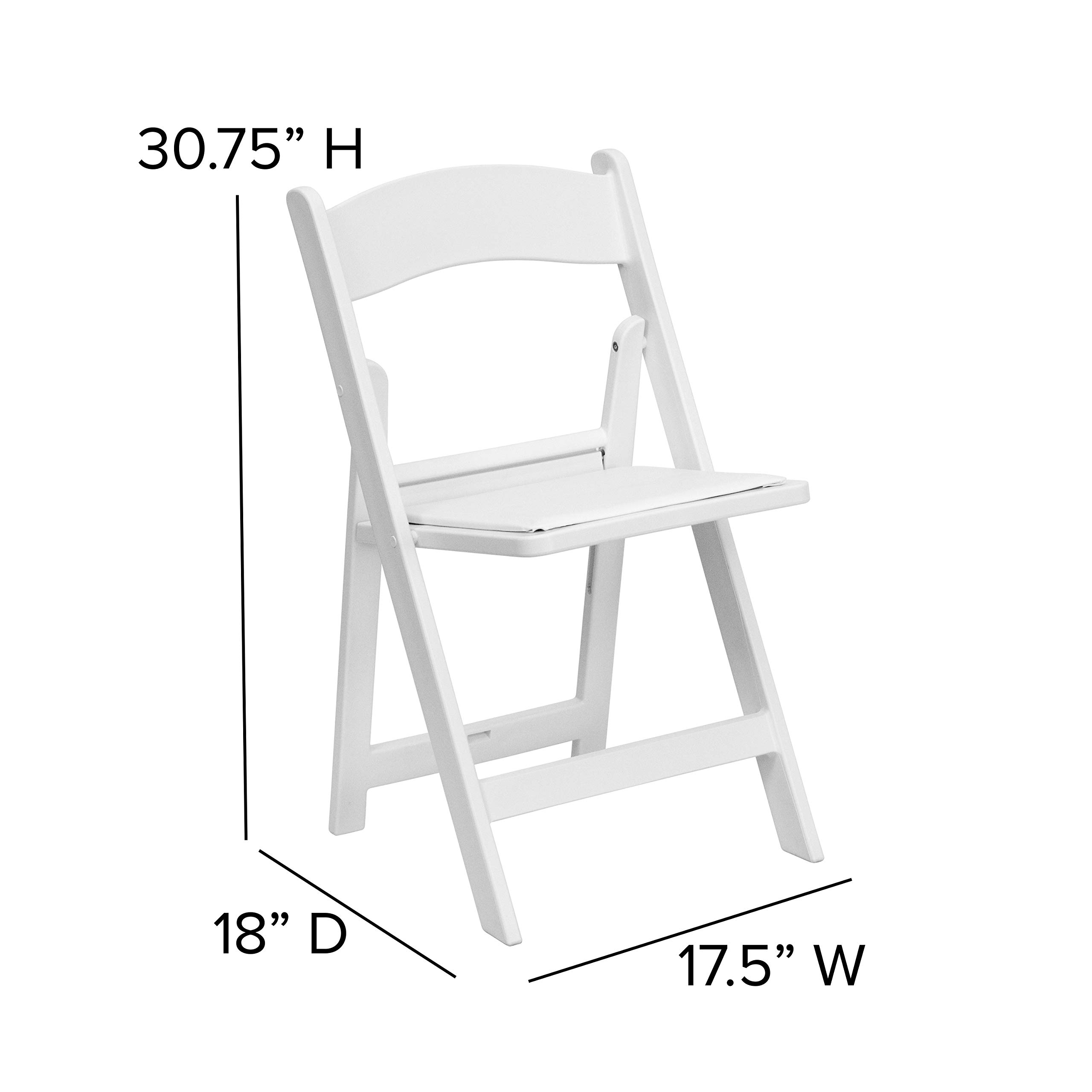 EMMA + OLIVER Folding Chair - White Resin β 2 Pack 800LB Weight Capacity Comfortable Event Chair - Light Weight Folding Chair