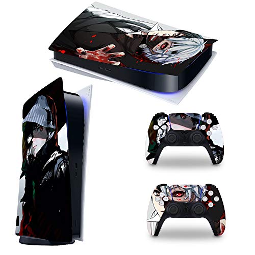 Ghoul Anime - PS5 Digital Edition Skin Console and 2 Controller, Vinyl Decal Sticker Full Cover Protective