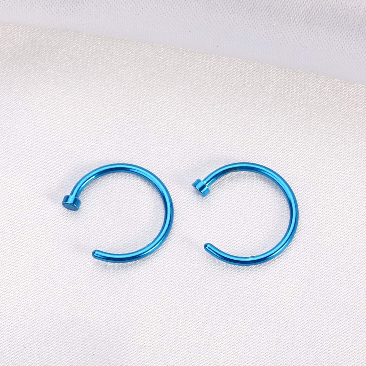 Generic 2 Pcs Unisex Surgical Steel Hinged Clicker Segment Nose Rings Hoop Helix Cartilage Earrings Titanium Steel Body Piercing Stud, Blue, 0.8 * 0.8 * 0.1 cm, WCXMI043160DZ16O2