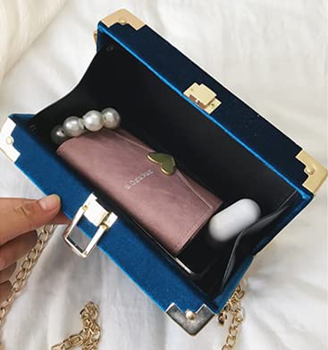 HANDAFA Elegant Velvet Clutch Handbag Star and Moon Evening Bag Chain Box Bag For Wedding Party(Black)