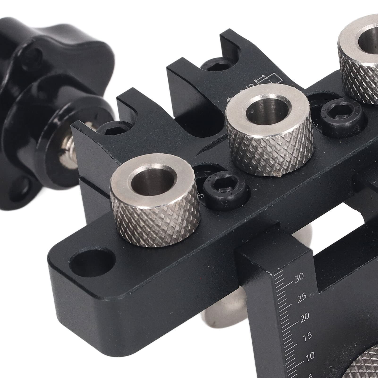 Dowel Drill Guide Kit, Doweling Jig Hole Puncher 3 in 1 Stable Resistant Accurate Aluminum Alloy with 8mm 10mm 15mm Drill Bit for Woodworking