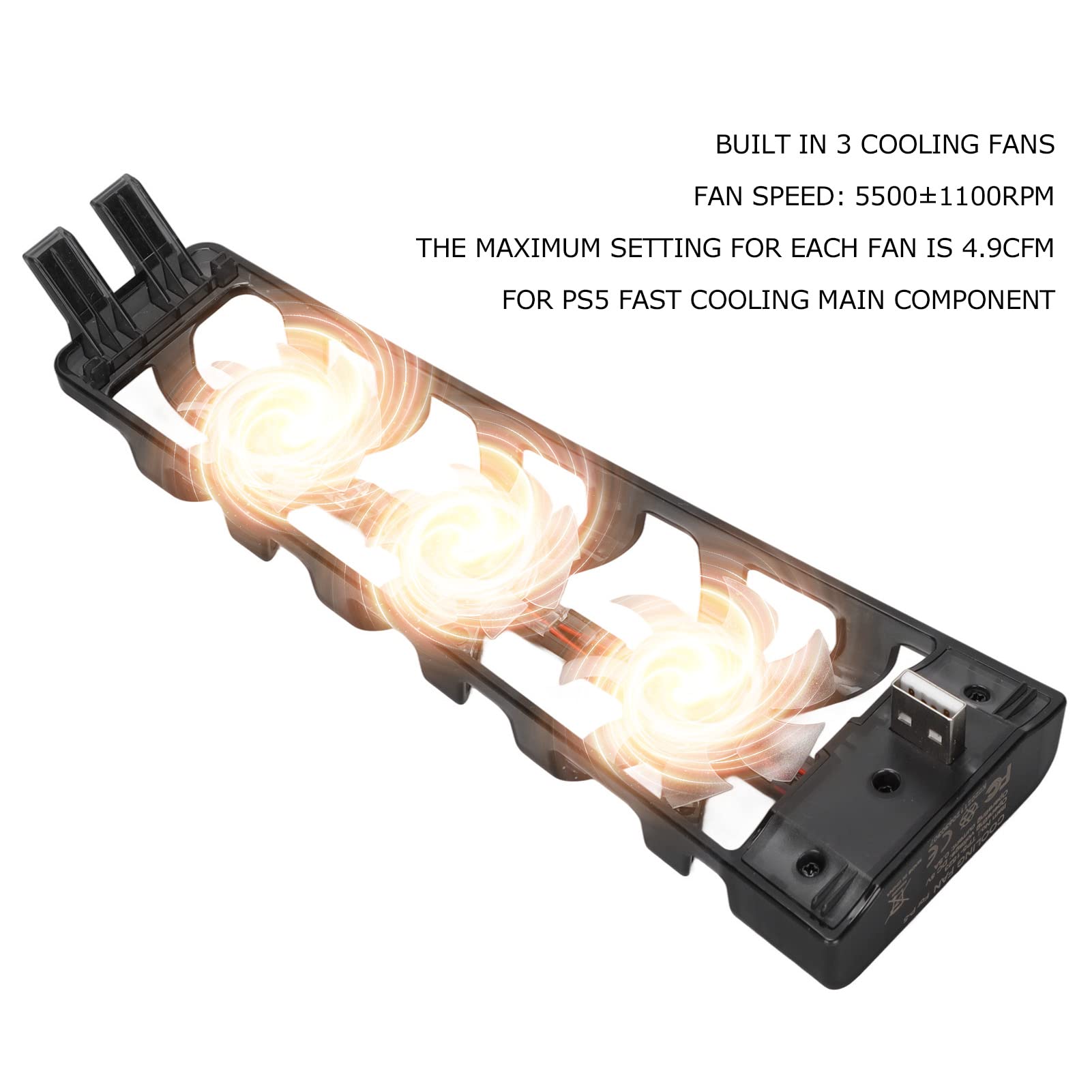 KOSDFOGE Game Console Cooling Fan Low Noise Built in 3 Fans Game Temperature Cooler Fan Efficient Cooling System, Horizontal Compatible Stand for PS5 Discs Edition and Digital Edition