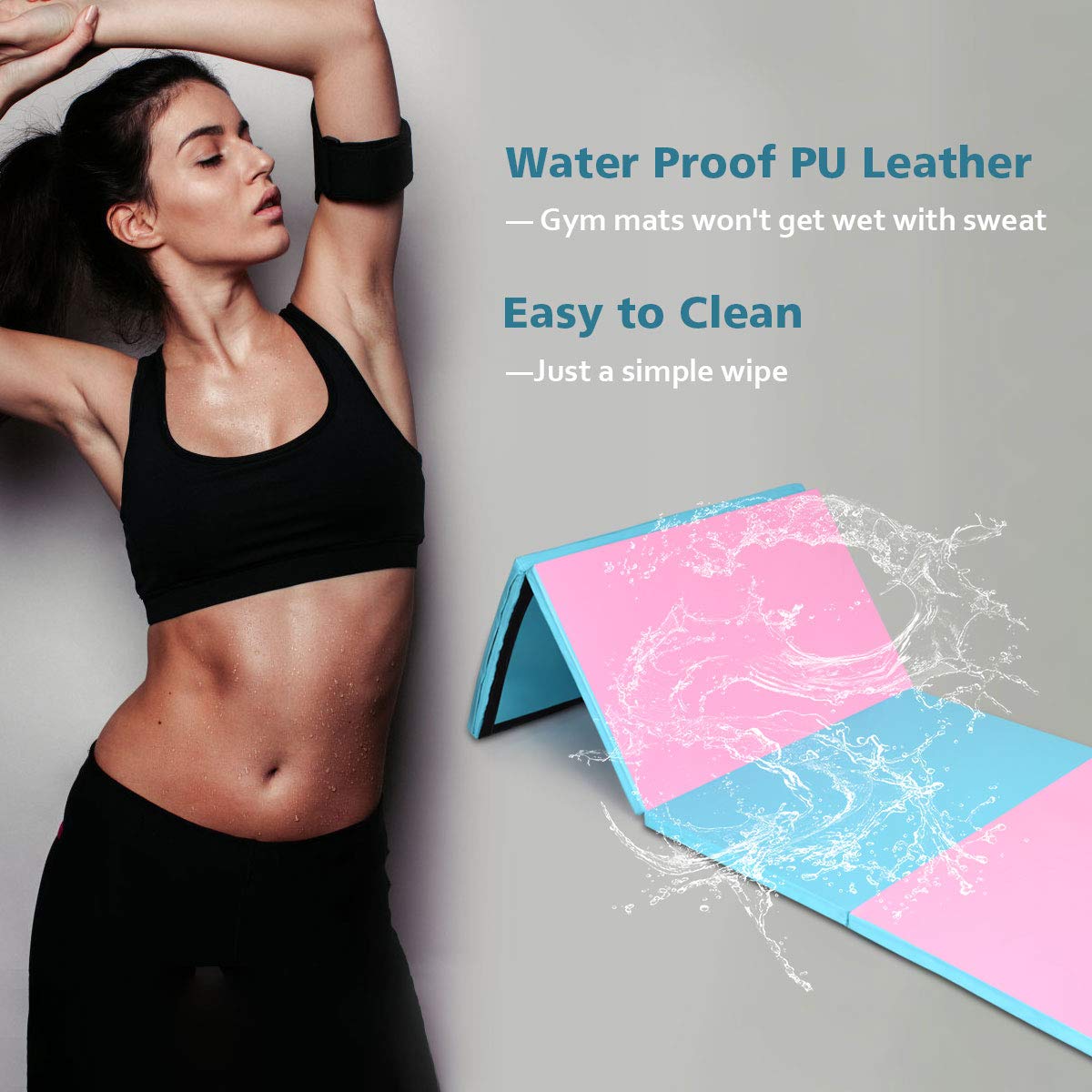 Giantex 4'x10'x2 Thick Gymnastics Mat, High Density Anti-Tear Folding Gymnastics Exercise Mats w/Carrying Handles, Hook and Loop Fastener
