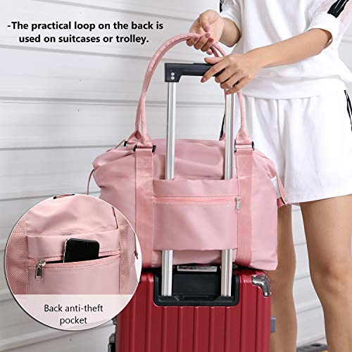 Forestfish Duffle Tote Bag Weekender Bags For Women Travel With Trolley Sleeve, Black medium,large