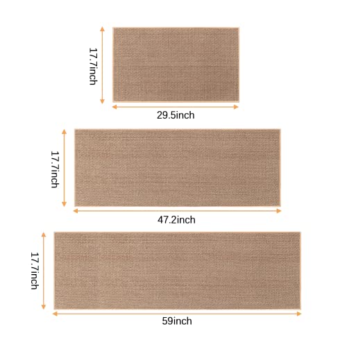 Hiroshi Kitchen Rugs and Mats Non Skid Natural Rubber Twill Washable Waterproof Comfort Standing Mat Runner for Kitchen, Floor, Office, Sink, Laundry(Beige, 17.7*29.5+17.7*47.2)