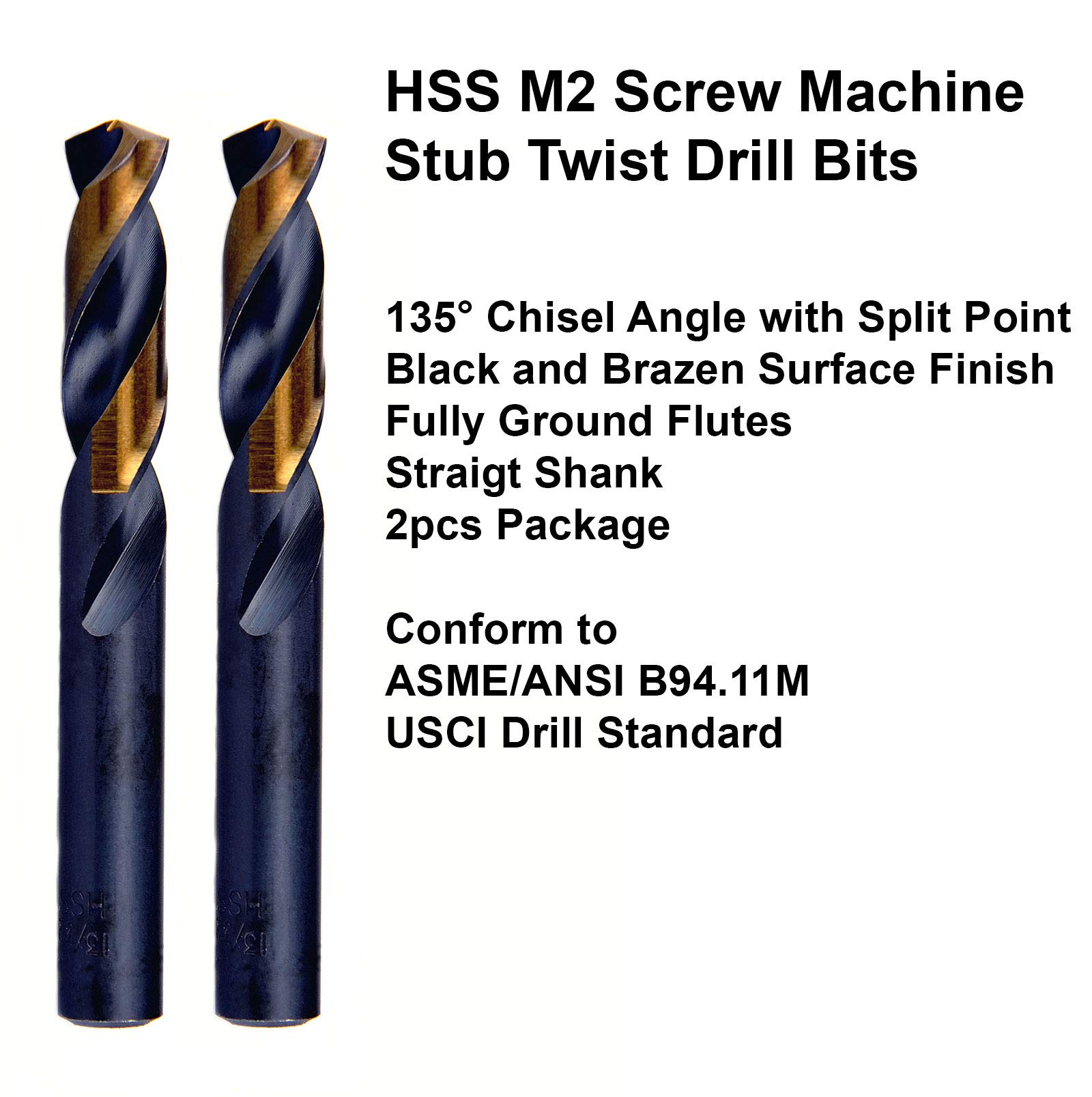 MAXTOOL 25/64" 2pcs Identical Screw Machine Drills HSS M2 Twist Stub Drill Bits Black & Bronze Fully Ground Straight Shank Short Drills; SMF02H10R25P2