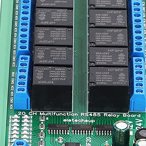 LBEC 20 Channel Relay Board Configurable Data Timing 9600BPS RS485 Hardware Reset Relay Control Module for Monitoring System (24V)
