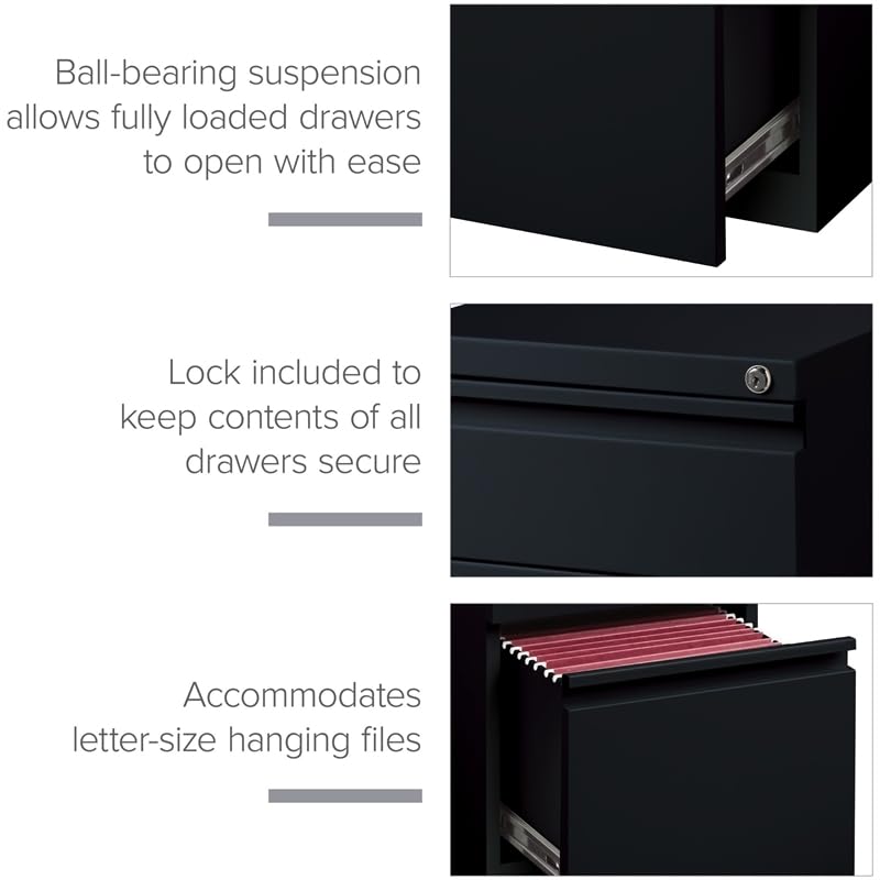 Hirsh Industries 20" Deep Box-Box-File Mobile Pedestal in (Black)