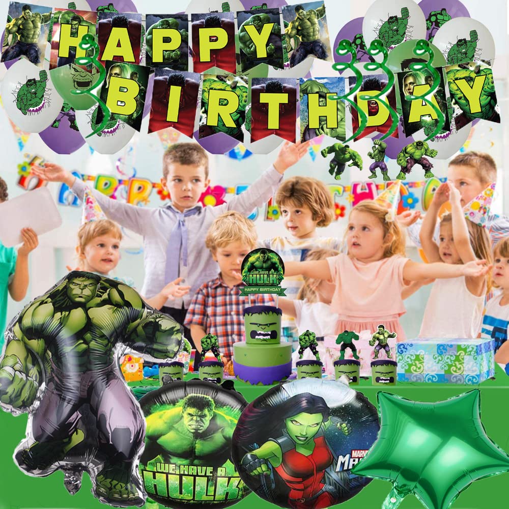 hul theme party decorations happy birthday banner hanging swirls foil balloons