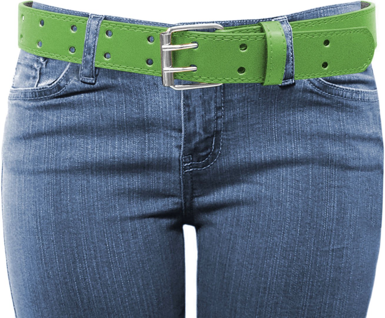 EURO Women's Thick Wide Leather Belt - BN9041 - Neon Green - Large
