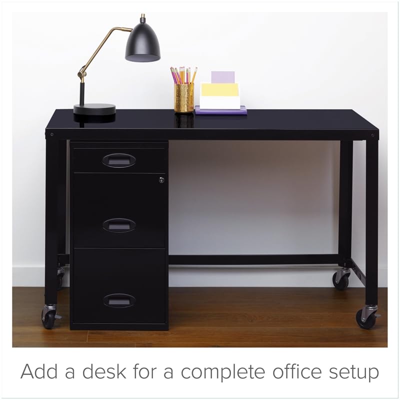 Hirsh Industries Space Solutions 3 Drawer Metal File Cabinet with Pencil Drawer Black