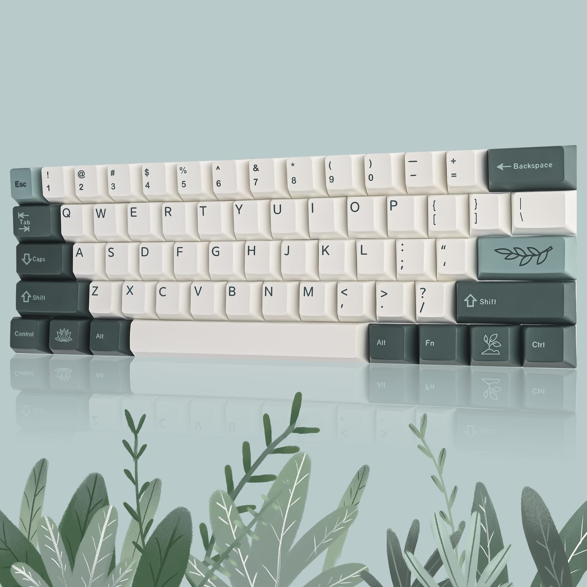 Guffercty kred PBT Keycaps 60 Percent with 6.25U Spacebar OEM Profile Double-Shot for Cherry MX Switch Mechanical Gaming Keyboard (Dolch)