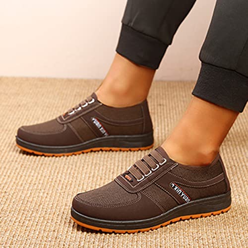 FASDNENDYS Men Wedge Heel Soft Sole Soft Sole Round Toe Breathable Running Western Shoes Fashion Men Lite Adapt Sneaker - Men's Coffee