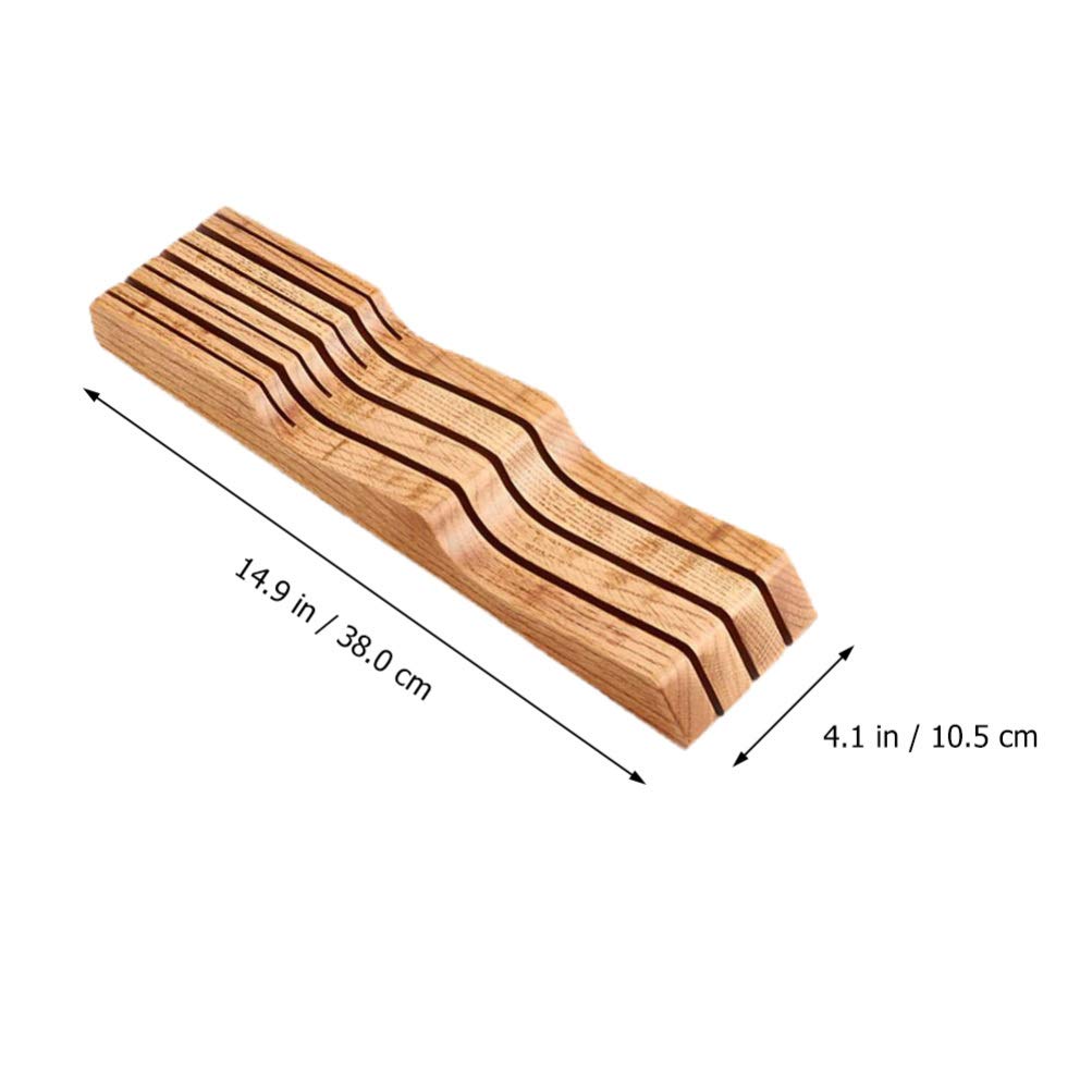 Hemoton Kitchen Knife Block Wood Drawer Knife Organizer Bamboo in Drawer Knife Holder Tray Knives Storage Rack Chopping Knife Stand for Home