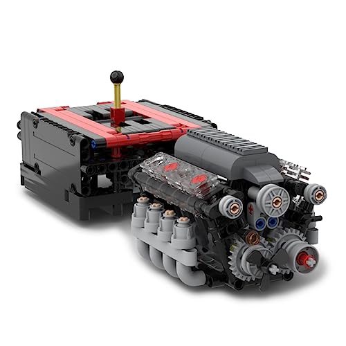V8 Engine Model Building Set, Engine with Gearbox 568Pcs MOC Building Blocks Kit Construction Toy Compatible with Lego Technic