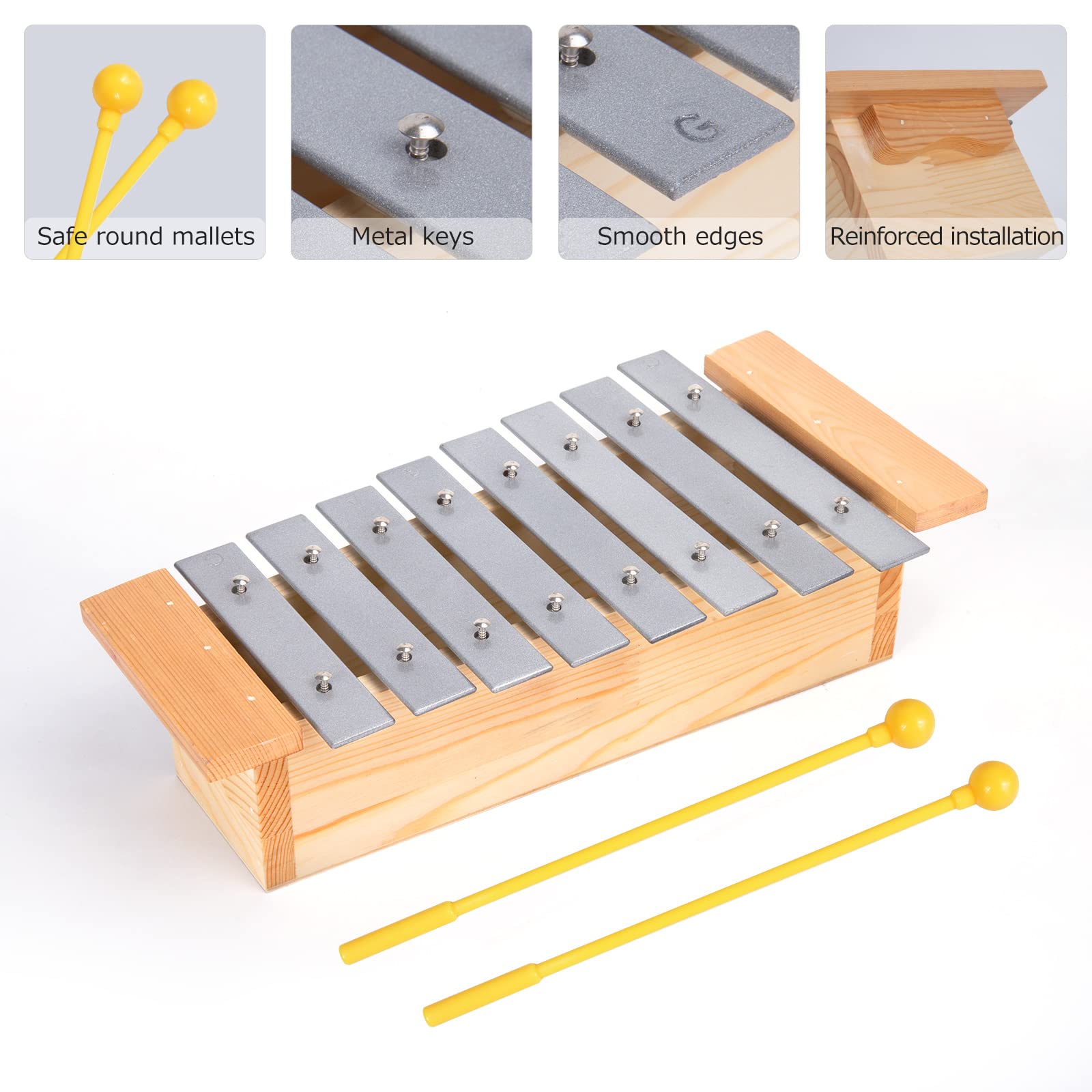ENNBOM 8 Note Glockenspiel Echo Chamber Xylophone Box Type Glockenspiel with Mallet