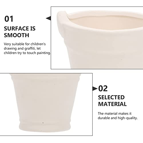 WIAMEE 1 Set DIY Coloring Flower Pot Painting Pigment with Mixing Plate DIY Graffiti Planter Pot with Brush Pen DIY Handicrafts Bonsai for Home Office Garden