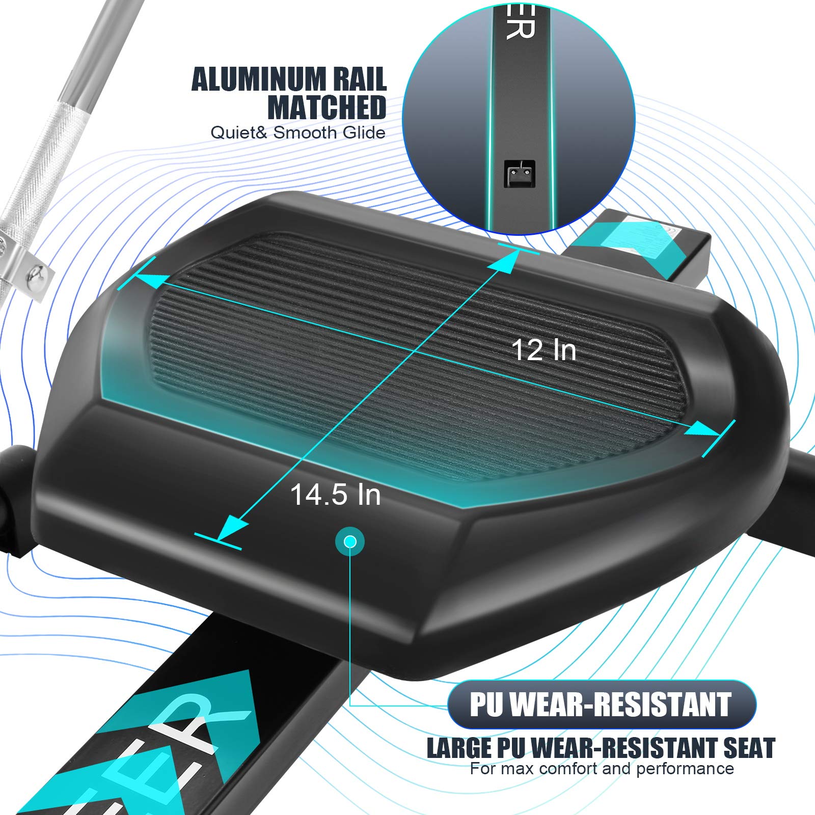 FUNMILY Rowing Machines for Home Use, Foldable Rowers, Exercise Equipment Cardio Training Fitness with 12 Level Smooth Hydraulic Resistance Black