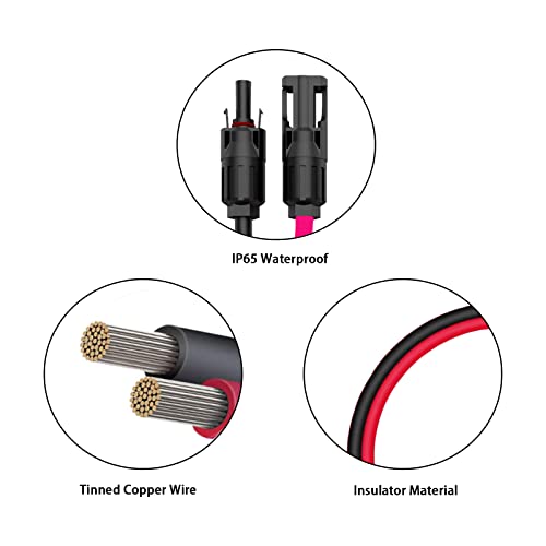 JacEnergy Solar Panel to DC 8mm Adapter Cable, Solar Connector to DC8mm ,DC 8mm Connector with DC8020 Converter for Portable Power Station GZ Yeti Jakery Solar Generator 12AWG+14AWG Heavy Duty