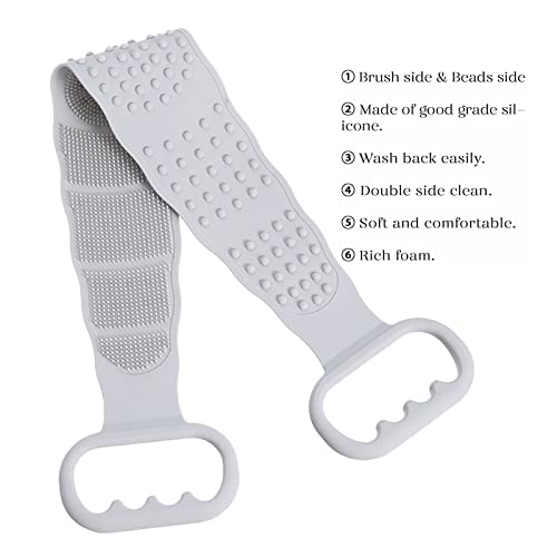VULORA 2 PCS Silicone Body Back Exfoliating Scrubber for Shower Men Women Silicone Bath Body Brush Deep Clean & Invigorate Your Skin(Grey Pink) (Grey)