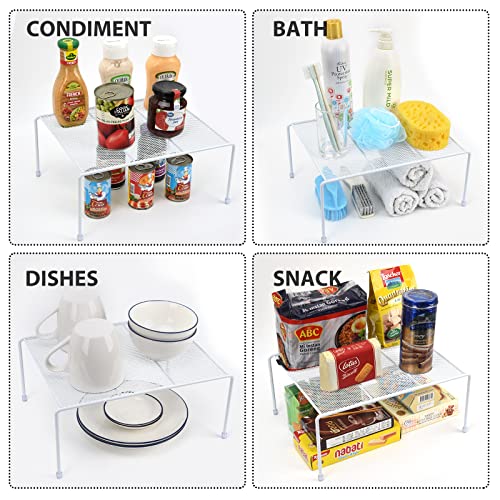 Set of 6 Mesh Kitchen Shelves Cabinet Storage Shelf Rack (13.1 x 10.2 Inch) ,Kitchen Bathroom Pantry Cupboard Desk Home Office, Fridge, Cabinet, Bathroom Cupboard, Non-slip Plastic Feet (White)