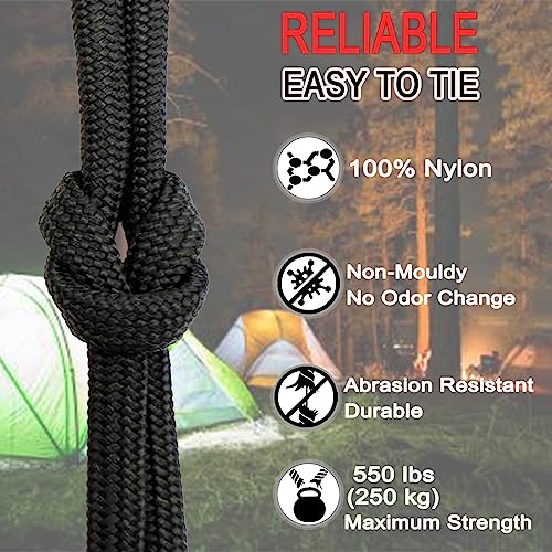 VVAAGG 550 Paracord 100FT, Strong Heavy-Duty Rope, Tactical Parachute Cord, Outdoor Camping Gear Tent Rope 4mm