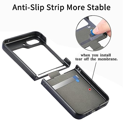 phone protective flip case Case Compatible with Samsung Galaxy Z Flip 5 Case with Ring ,Galaxy Z Flip 5 2023 Premium PU Leather Protective Phone Case Cover ,Slim Thin Protection Wireless Charging Shoc