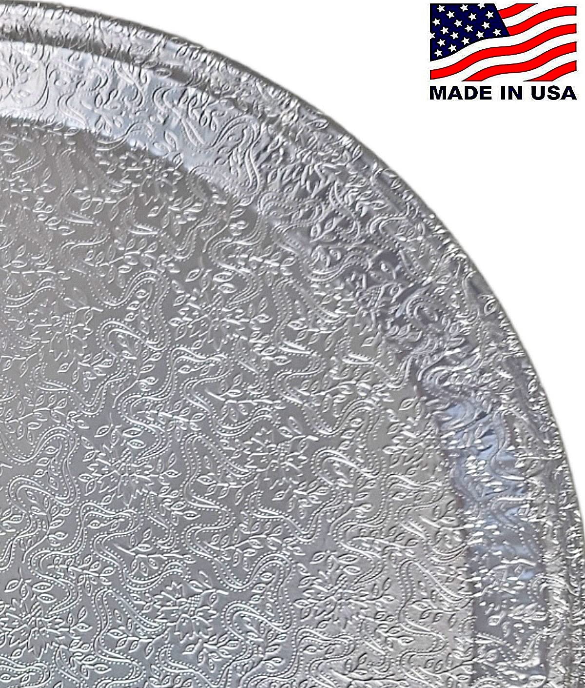 Handi-Foil 12" Flat Aluminum Foil Cater Serving Tray - Round Catering Platter (Trays ONLY - NO LIDS) Pack of 12